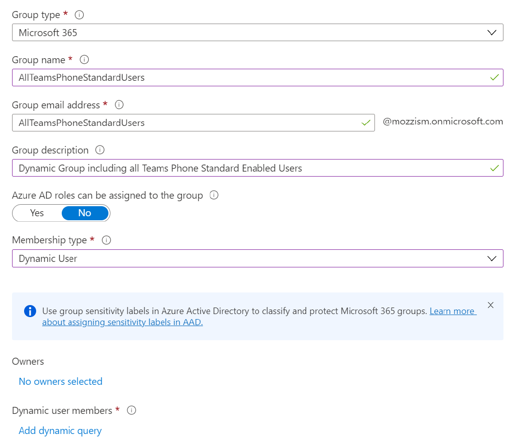 Create a Dynamic Azure AD Group with all Teams Phone Standard Licensed Users