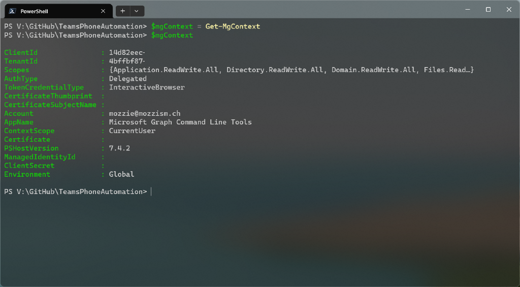 Microsoft Graph: Get an Access Token from a PowerShell Session
